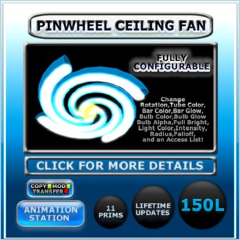 Second Life Marketplace - Fan - Pinwheel Ceiling Fan - cyber decor neon ...