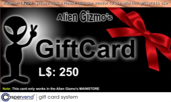 Second Life Marketplace - Alien Gizmo's 250 L$ Giftcard