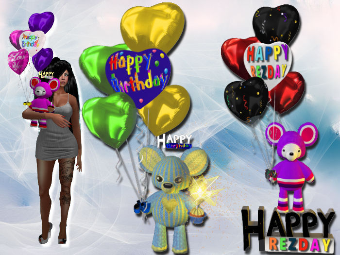 Second Life Marketplace - Birthday , Rezday ,I Love you & More Mouse Balloons