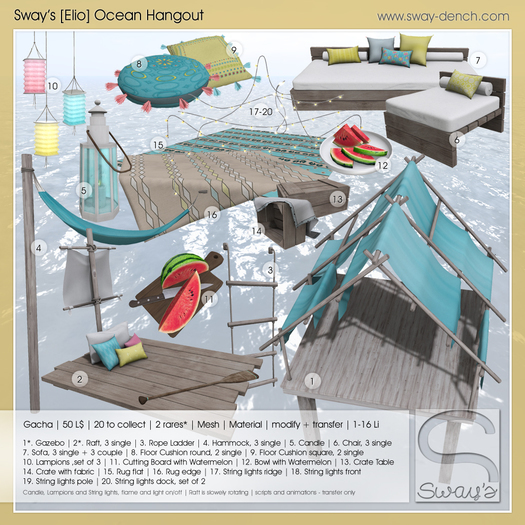 Second Life Marketplace - Sway's [Elio] Ocean Hangout . Raft RARE