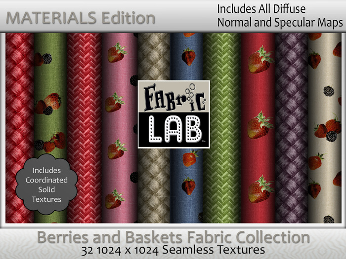 Second Life Marketplace - Fabric Lab ME Berries and Baskets Fabric ...