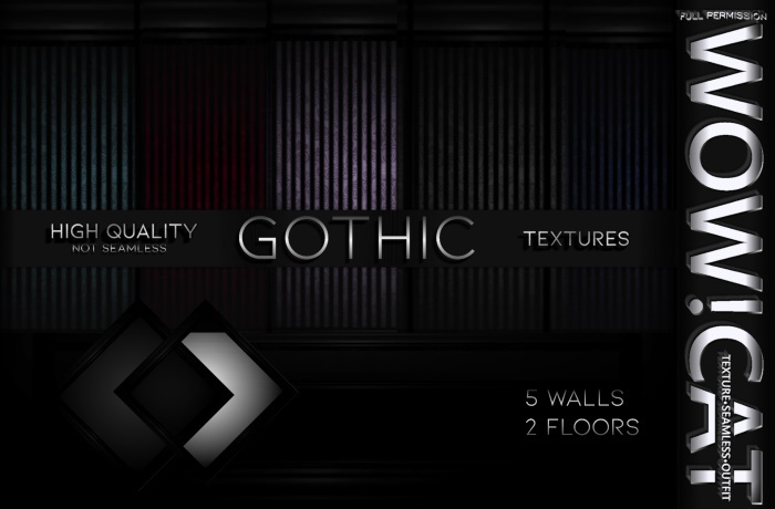 Second Life Marketplace - TEXTURE WOW!CAT DARK WALL GOTH PACK 16