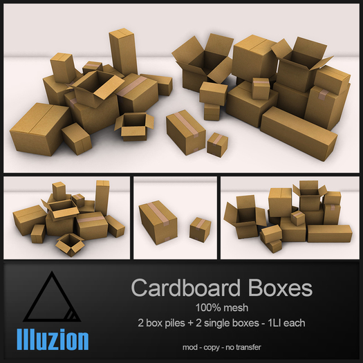 Second Life Marketplace - illuZion - Cardboard Boxes Pack