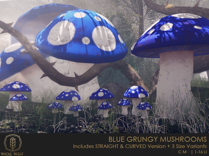 Second Life Marketplace - WHOLE.WHEAT - Blue Grungy Mushrooms
