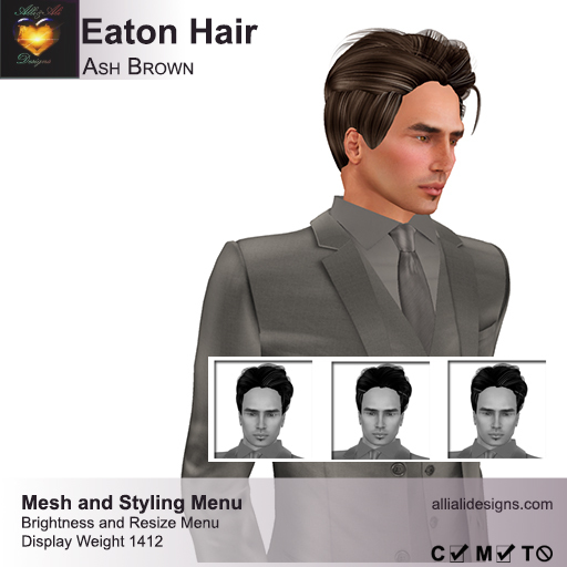 Second Life Marketplace - A&A Eaton Hair Ash Brown, white/grey streaks ...