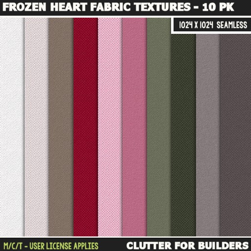 Second Life Marketplace - Clutter - Frozen Heart Fabric Textures - 10PK