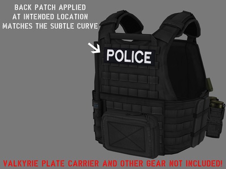 Second Life Marketplace - SISU\\ POLICE PATCH FOR VALKYRIE PLATE CARRIER