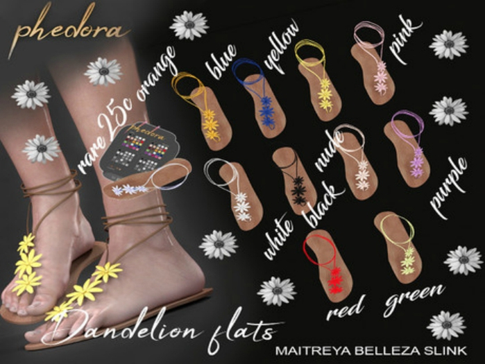 Second Life Marketplace - Phedora ~ Dandelion Flat ~ Maitreya green ...