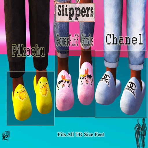 Second Life Marketplace - TRUNIECEE::: PowerPuff Girls Slippers- TD