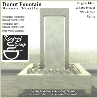 Second Life Marketplace - Kindred Soup - Donut Fountain (French Vanilla)