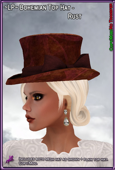 Second Life Marketplace - ~LP~Bohemian Top Hat (BOXED) Rust