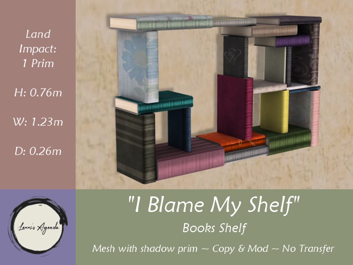 Second Life Marketplace - Lexxi's Agenda ''I Blame My Shelf'' Books Shelf