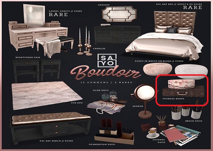 Second Life Marketplace - SAYO - Boudoir Gacha - Storage Boxes / COMMON