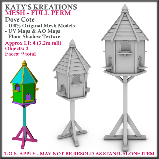 Second Life Marketplace - FULL PERM MESH Dove Cote, Dovecote, Dove ...