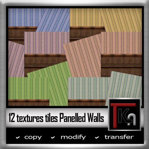 Second Life Marketplace - TKA-Panelled Walls -12 textures tiles