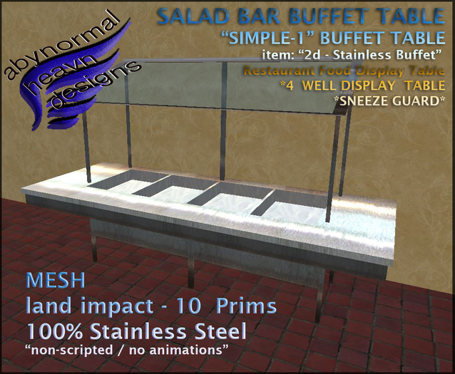 Second Life Marketplace - Buffet Table "Simple1-2d" 4 well / Salad Bar ...