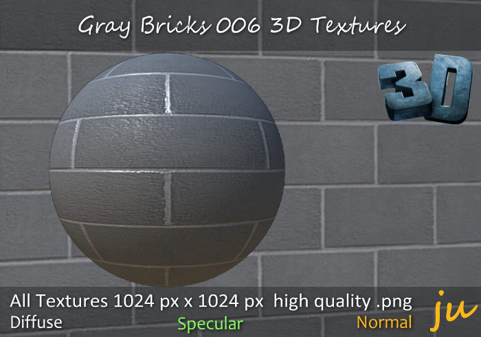 Second Life Marketplace - JU Gray Bricks 006 3D Textures Full Perm