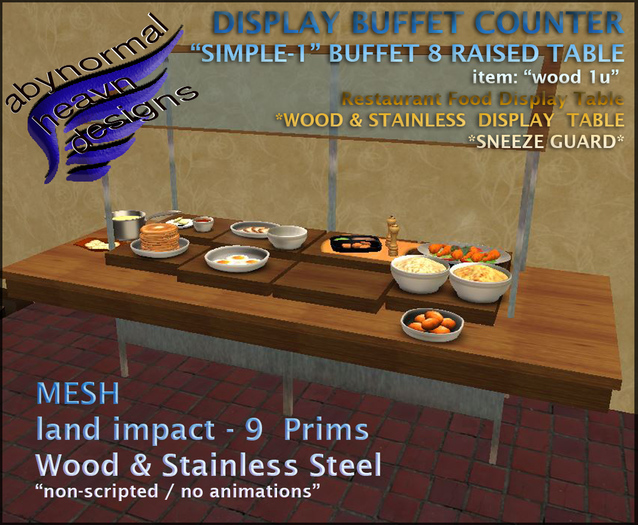 Second Life Marketplace - Buffet Table "Simple1-wood 1u" 8 RAISED ...