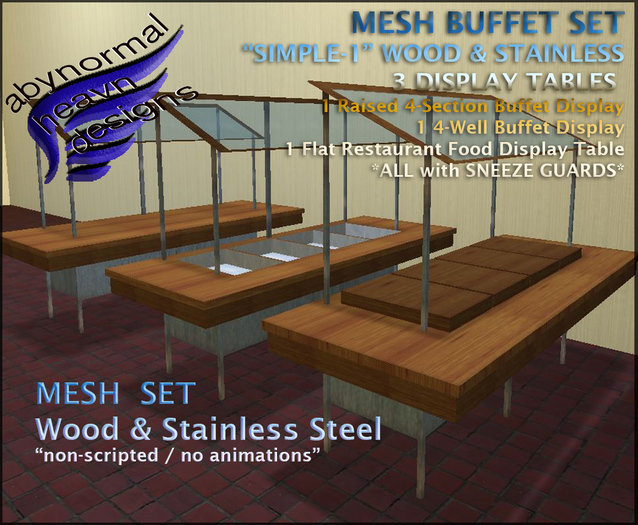 Second Life Marketplace - BUFFET 3 TABLE SET: 1 Raised Buffet, a 4 Well ...