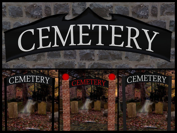 Second Life Marketplace - RE Arched Cemetery Sign Set - Sculpted/Change ...