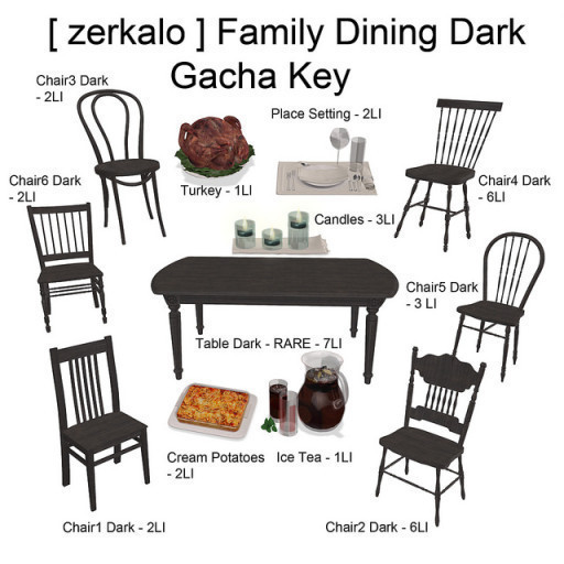 Second Life Marketplace - [ zerkalo ] Family Dining - Chair6 Dark
