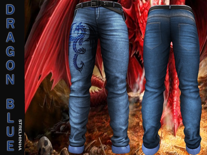 Second Life Marketplace - UNPACK PANTS jeans dragon blue