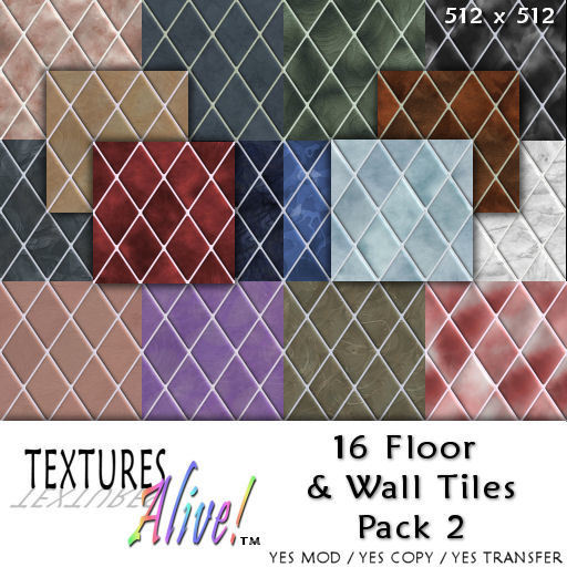 Second Life Marketplace - Tiles - 16 Floor & Wall Tile Textures Pack 2