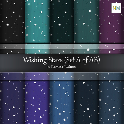 Second Life Marketplace - Wishing Stars Set A 10 Seamless Fabric Textures