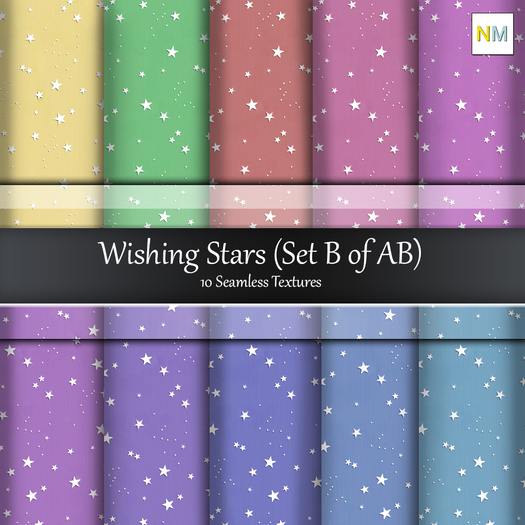 Second Life Marketplace - Wishing Stars Set B 10 Seamless Fabric Textures