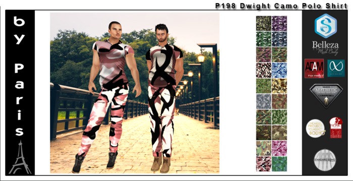 Second Life Marketplace - Dwight Camo Polo Shirt - Gianni Slink Jake ...