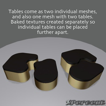 Second Life Marketplace - % Interlocking Tables (silver & gold) *MESH*