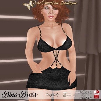 Second Life Marketplace - DPB Dina Dress - Ruffle Black * For Slinks, Belleza Freya, & Maitreya*
