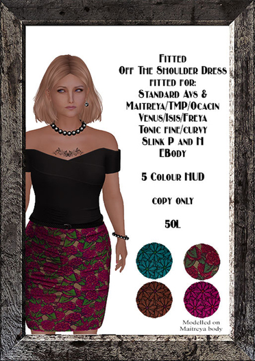 Second Life Marketplace - Off the shoulder fitted dress
