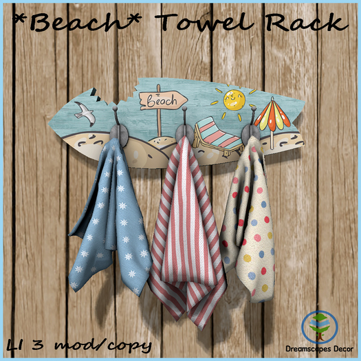 Second Life Marketplace - *Beach* Towel Rack - Beach themed rack with ...