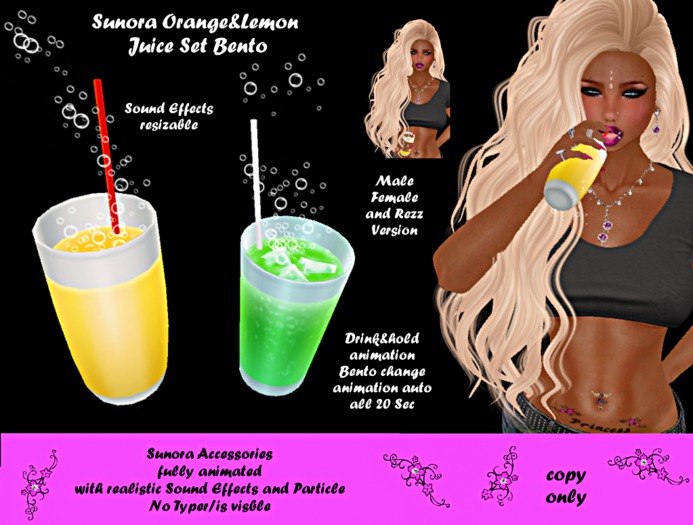Second Life Marketplace - Sunora Orange&Lemon Juice Set Bento
