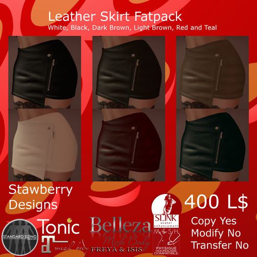 Second Life Marketplace Leather Mini Skirt Fatpack Box