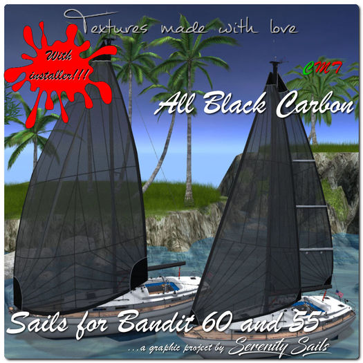 Second Life Marketplace - Bandit 60/55 Sails - All Black Carbon Sails
