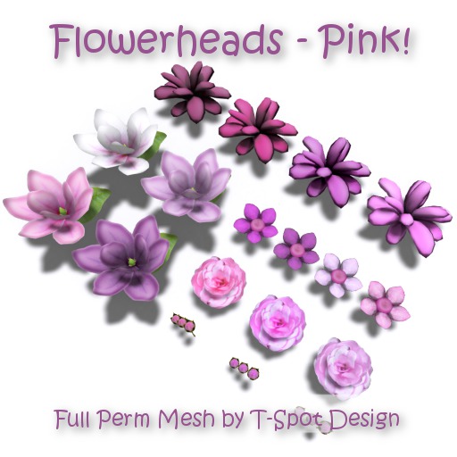 Second Life Marketplace - T-Spot Mesh - Flowerheads - Pink - Full Perm ...