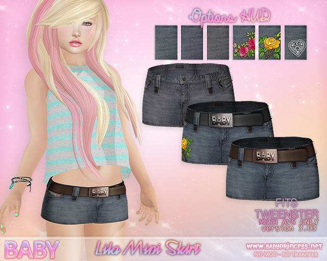 Second Life Marketplace - :*BABY*: {TWEENSTER} Lila MiniSkirt - Jeans