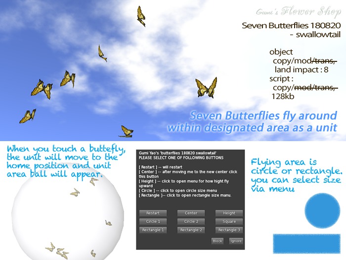 Second Life Marketplace - (g.) Seven Butterflies 180820 - swallowtail