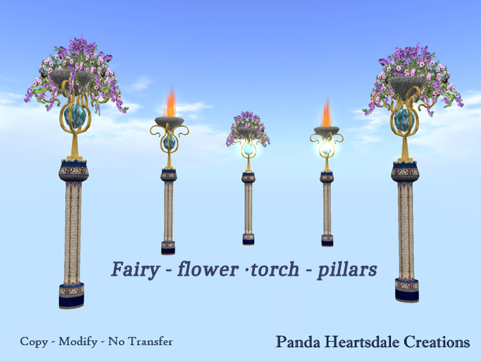 Second Life Marketplace - PHCr Fairy - flower - torch pillars