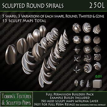 Second Life Marketplace - Tobrins Sculpted Round Spirals