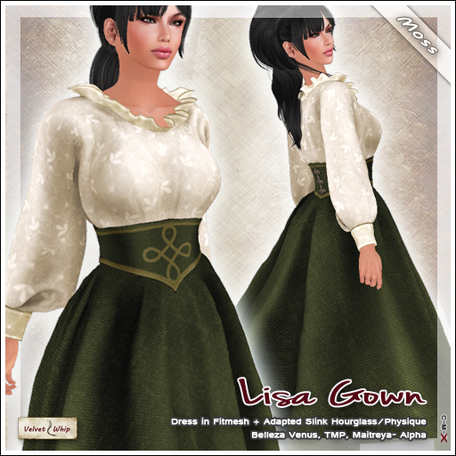 Second Life Marketplace - [V/W] Lisa Gown Moss - Medieval Fantasy Gown ...