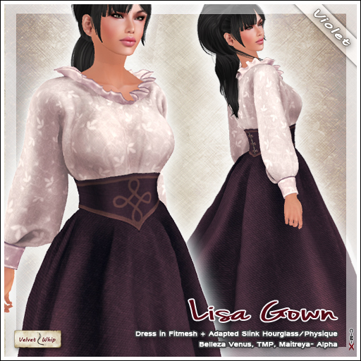 Second Life Marketplace - [V/W] Lisa Gown Violet - Medieval Fantasy ...