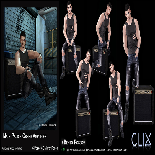 Second Life Marketplace - Clix - Male Greed Pack - Male Amplifier Pack ...