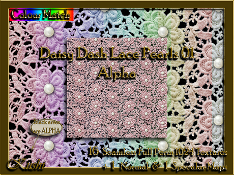 Second Life Marketplace - Daisy Dash Lace Pearls 02 Alpha Textures