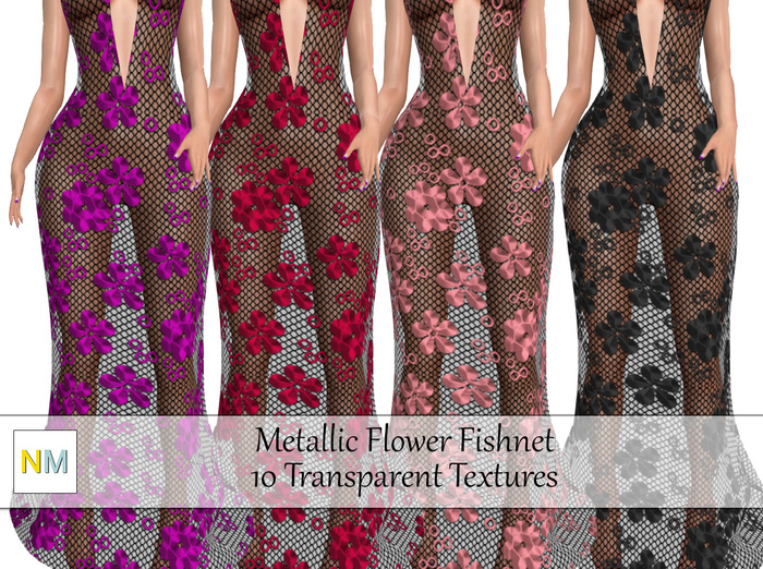 Second Life Marketplace - Metallic Flower Fishnet Lace Overlay 11 ...