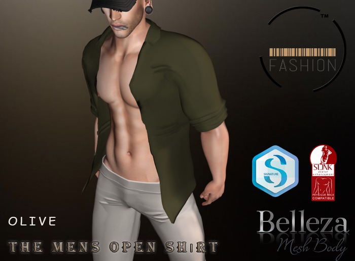 Second Life Marketplace - RL- The Mens Open Shirt Olive