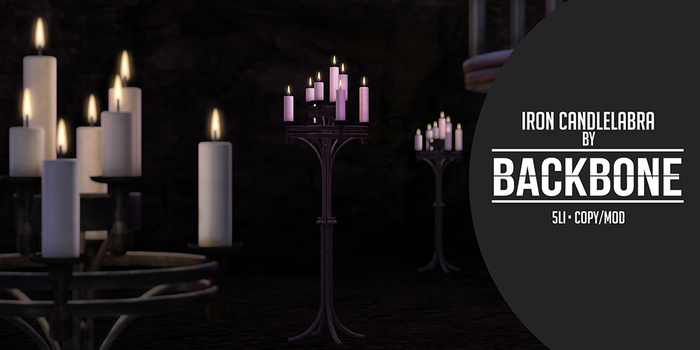 Second Life Marketplace - BackBone Iron Candlelabra
