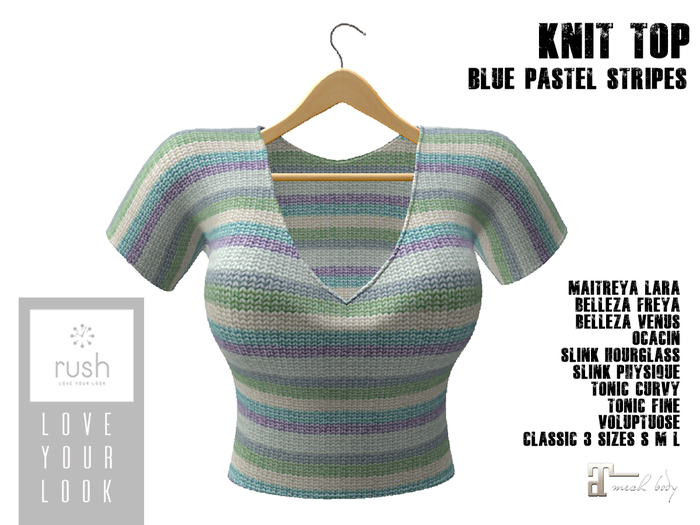 Second Life Marketplace - KNIT TOP Blue Pastel Stripes